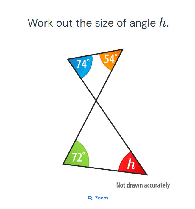 Work out the size of angle *h*. Angles are | StudyX