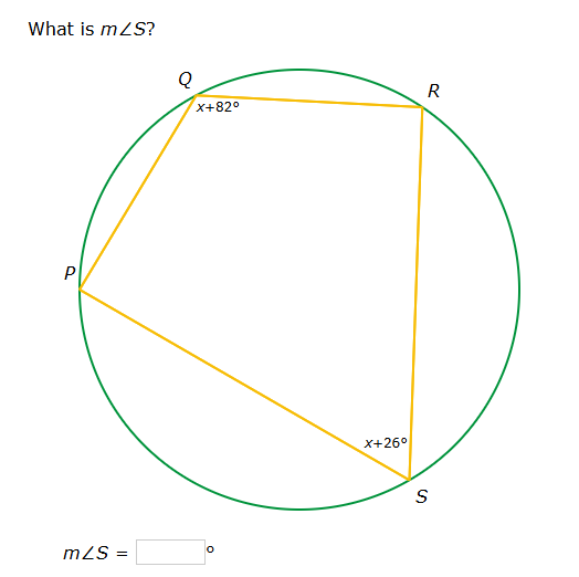 Find m∠S in a cyclic quadrilateral | StudyX