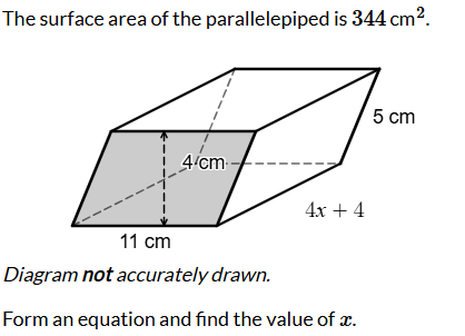 The surface area of the parallelepiped is | StudyX