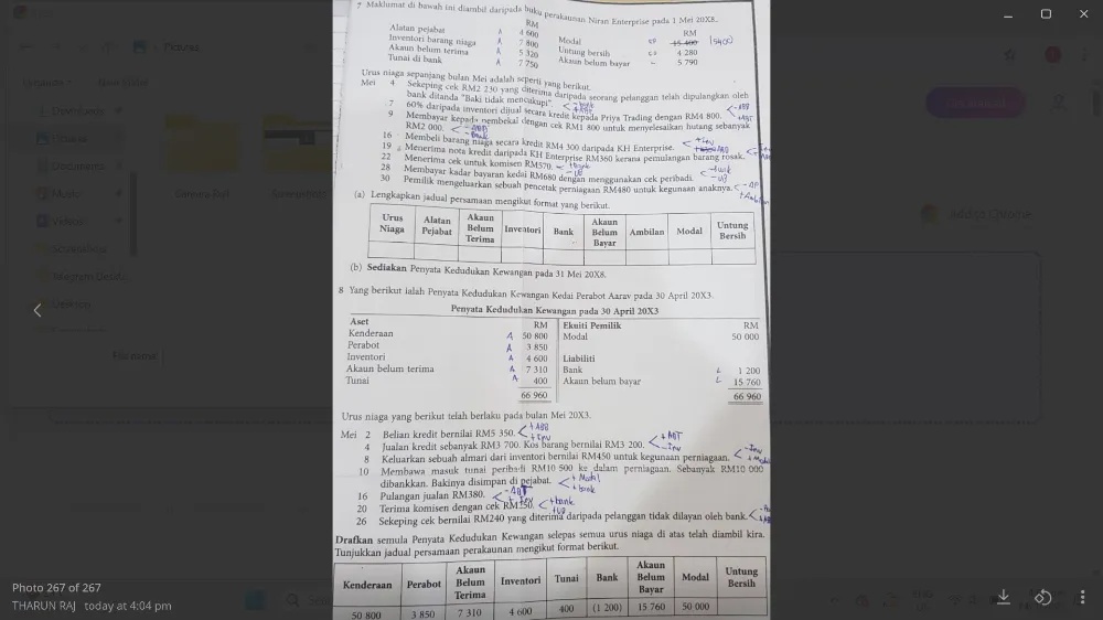 (a) Lengkapkan jadual persamaan mengikut | StudyX