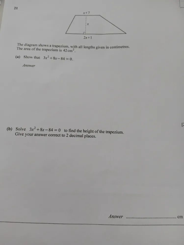 The diagram shows a trapezium, with all | StudyX