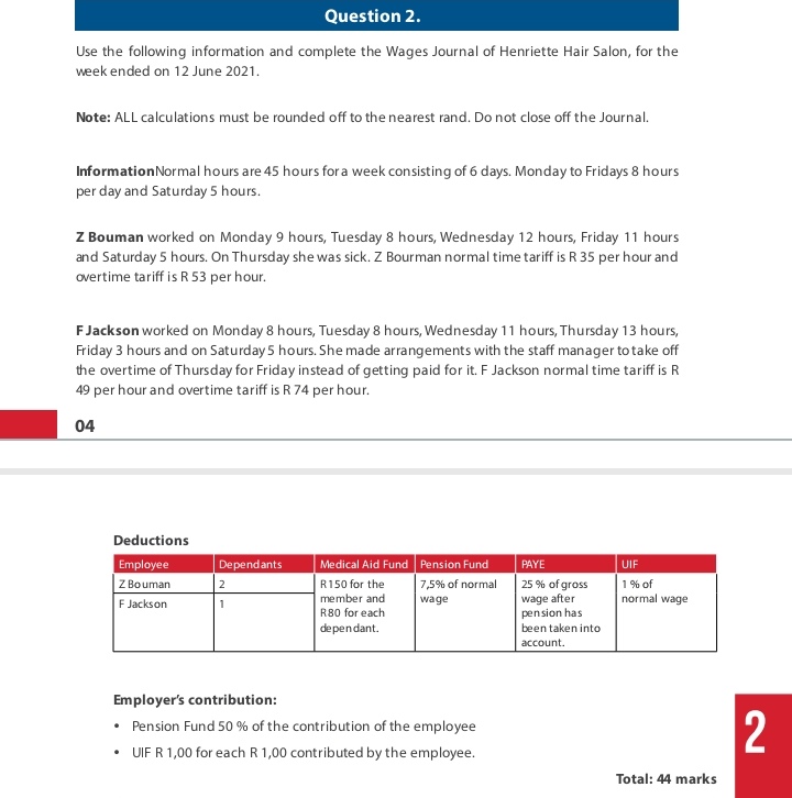 Question 2. Use the following information | StudyX
