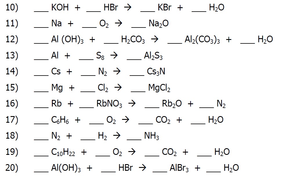 Balance the following chemical equations: | StudyX