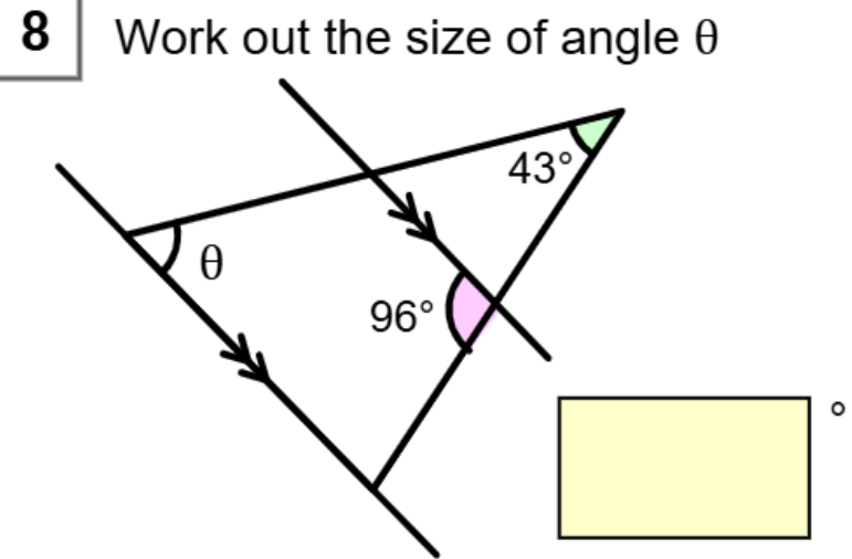 Work out the size of angle θ Diagram with | StudyX