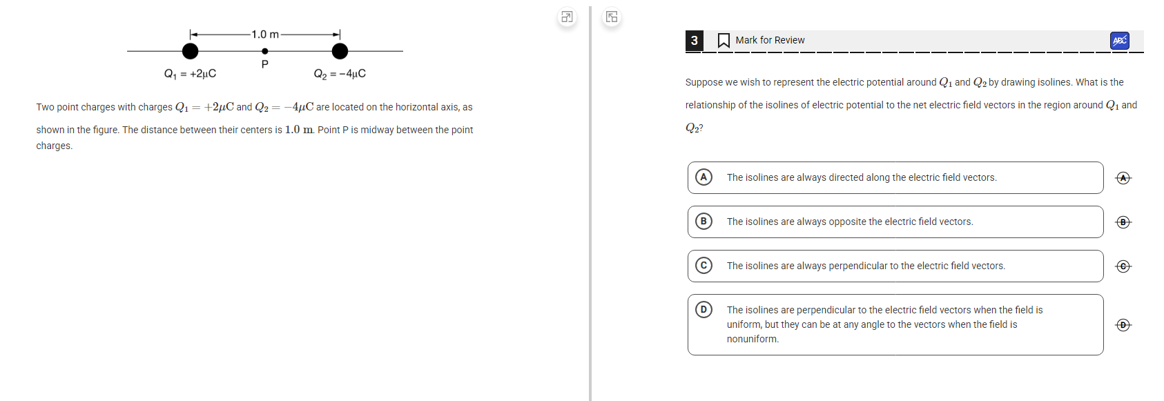 Two point charges with charges $Q_1 = +2 | StudyX