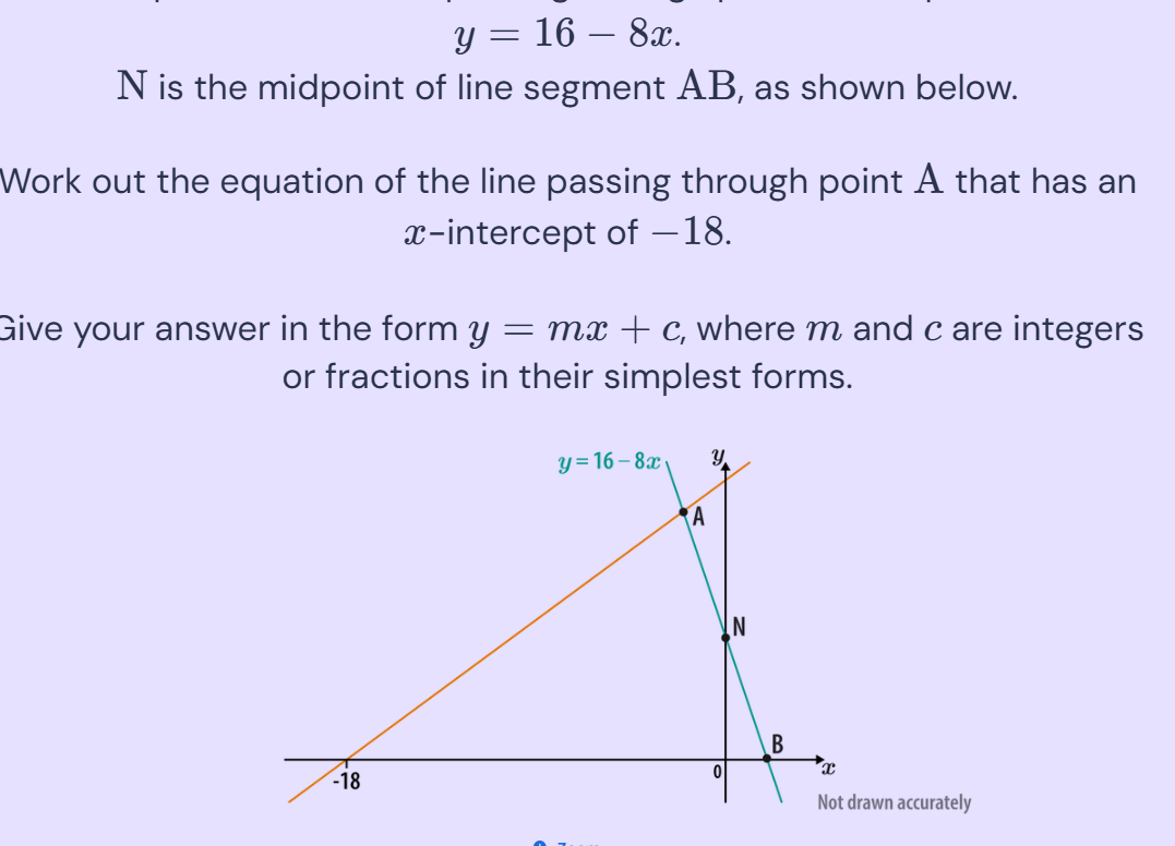 Given the equation \(y = 16 - 8x\). N is | StudyX