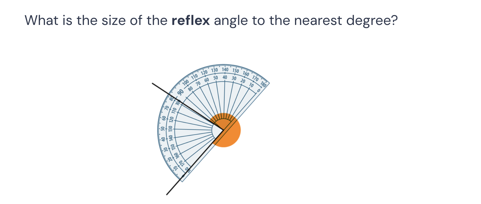 What is the size of the reflex angle to the | StudyX