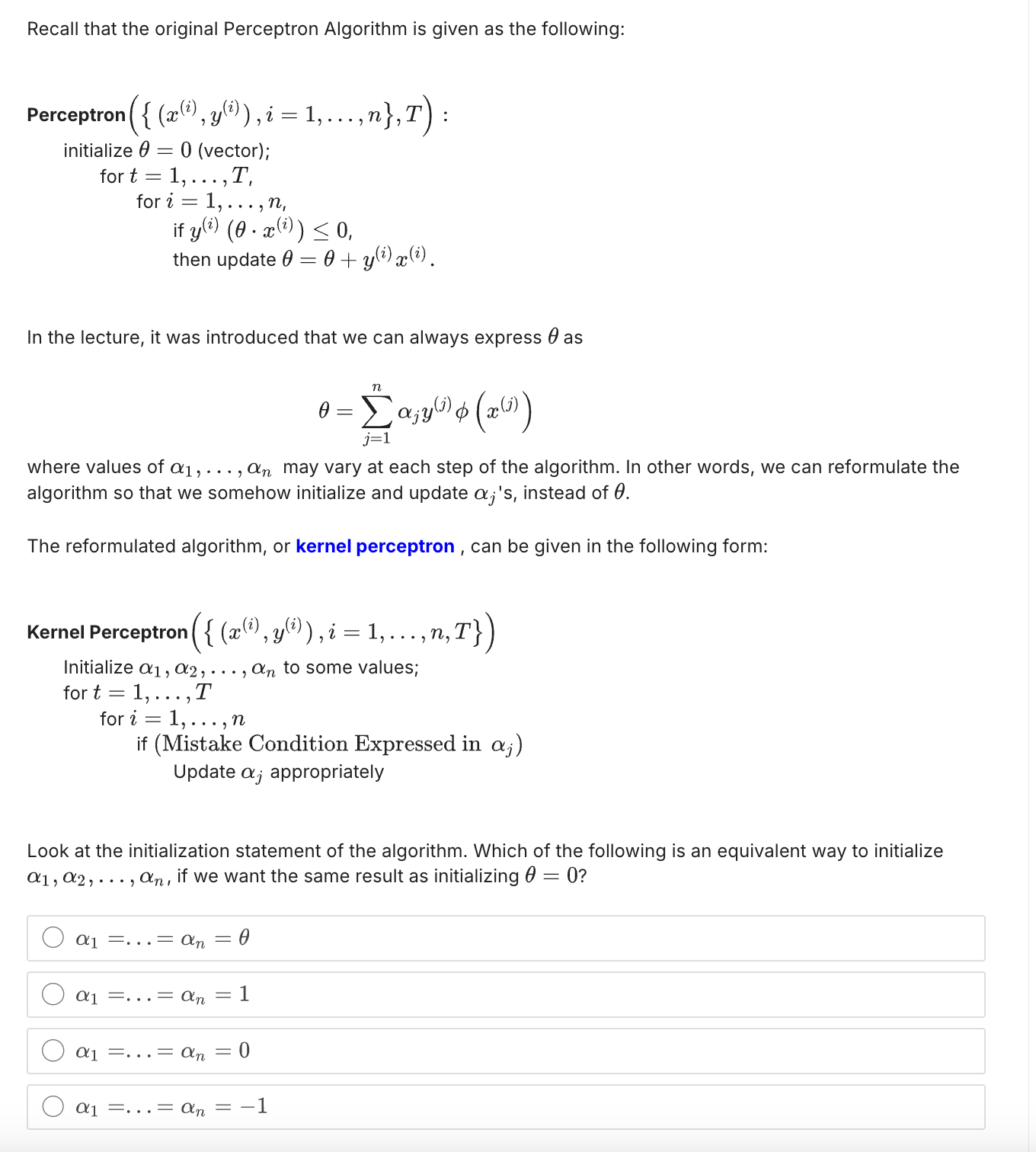 Recall that the original Perceptron | StudyX