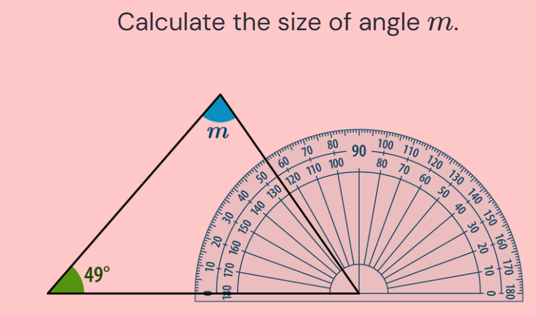 Calculate the size of angle $m$. The image | StudyX