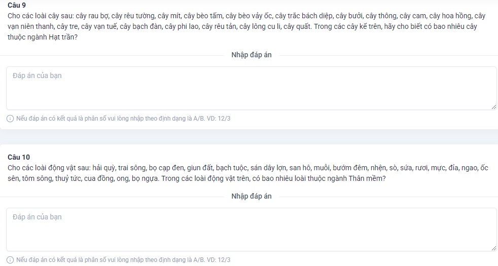 Câu 9 Cho các loài cây sau: cây rau bợ, cây | StudyX