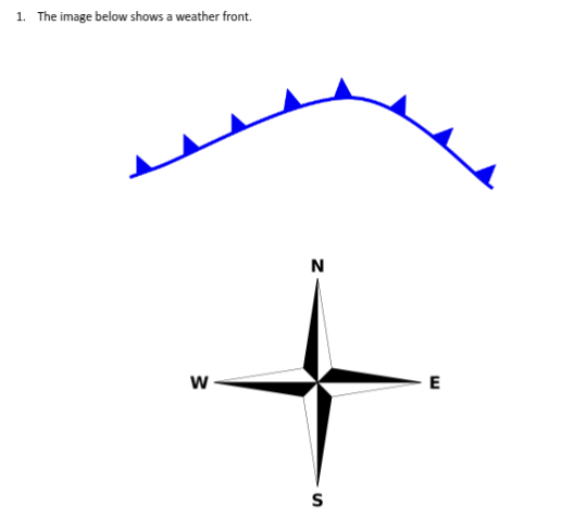 1. The image below shows a weather front. | StudyX