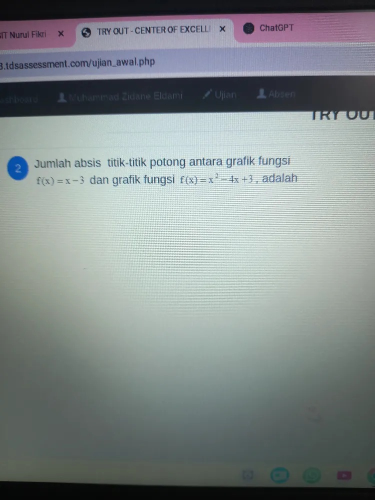 Jumlah absis titik-titik potong antara | StudyX