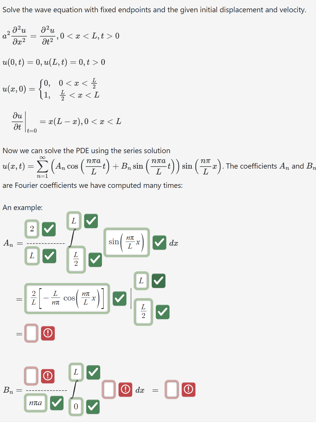 Solve the wave equation with fixed endpoints | StudyX