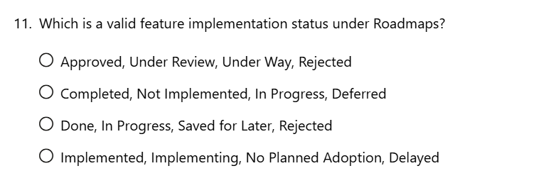 11. Which is a valid feature implementation | StudyX