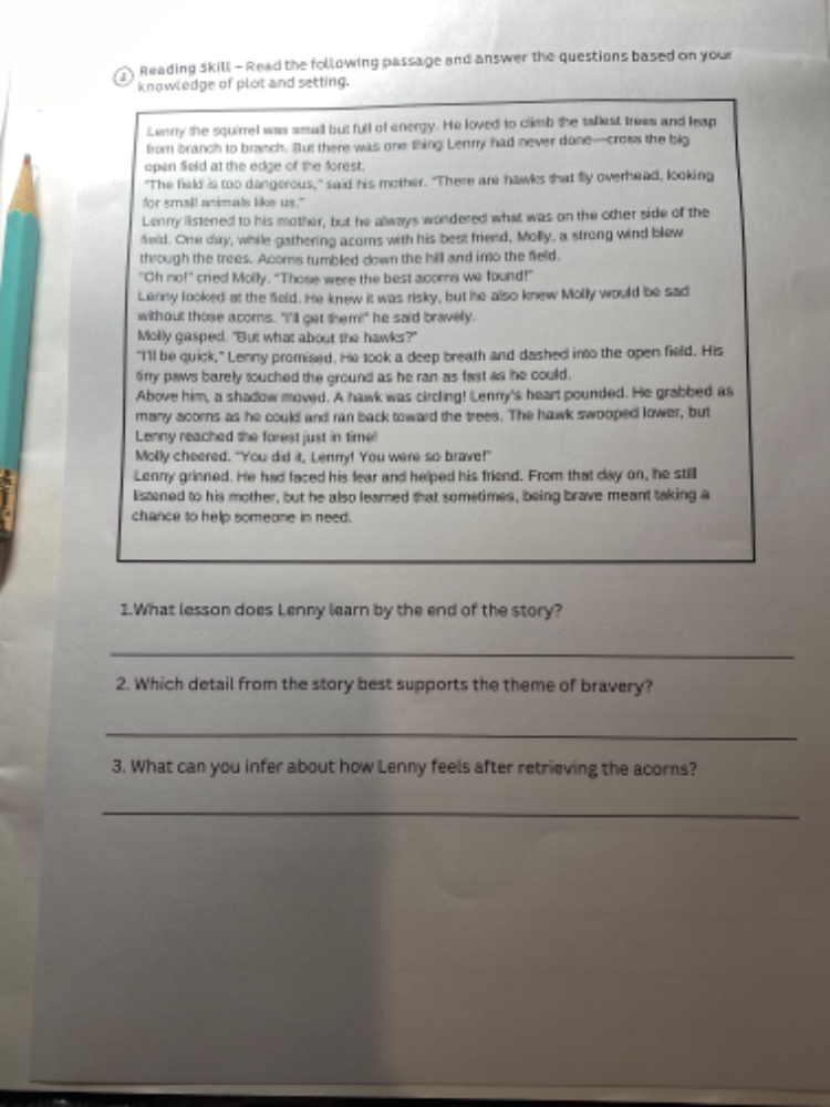 Reading Skill - Read the following passage | StudyX