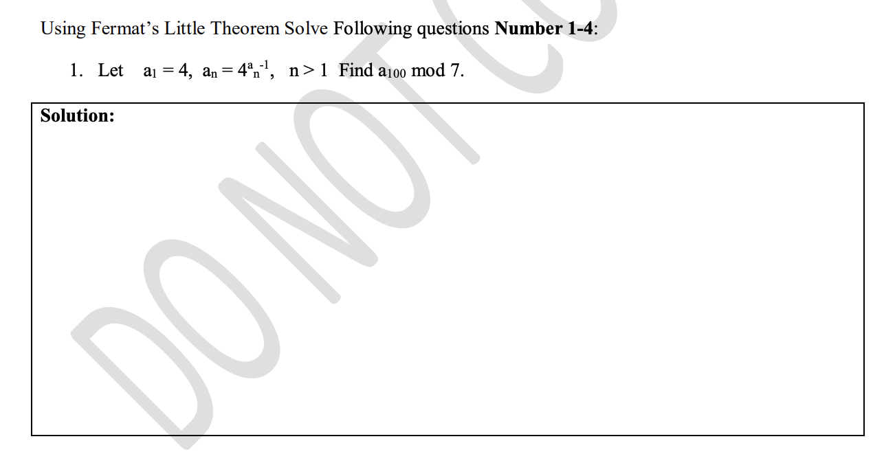 Using Fermat's Little Theorem Solve | StudyX