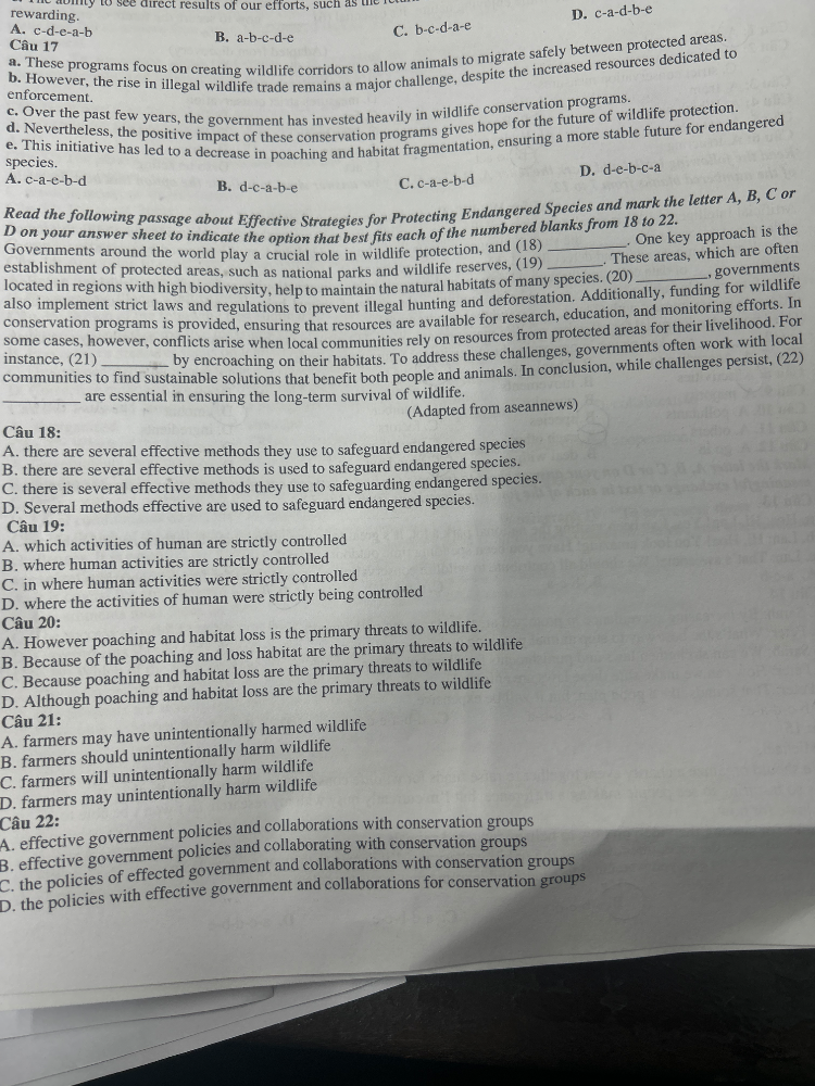 Câu 17 A. c-d-e-a-b B. a-b-c-d-e C. | StudyX