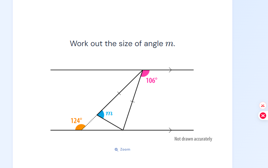 Work out the size of angle $m$. Diagram | StudyX