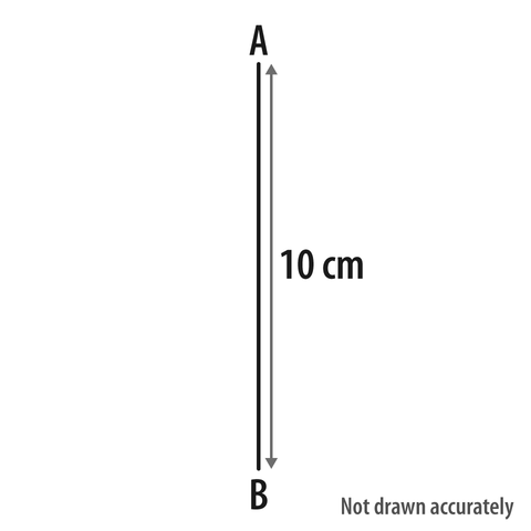 Line AB is 10 cm as shown. Angle ABC is 255°