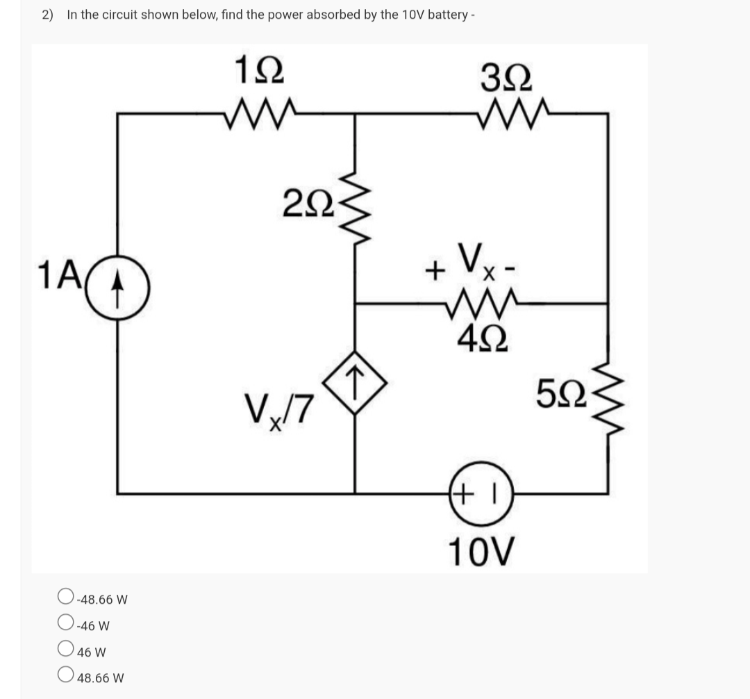 2) In the circuit shown below, find the | StudyX