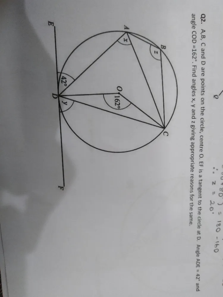 Q2. A, B, C and D are points on the circle, | StudyX