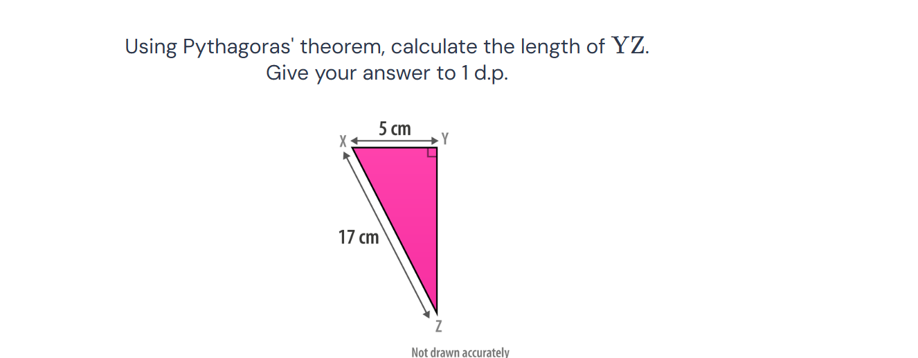 Using Pythagoras' theorem, calculate the | StudyX
