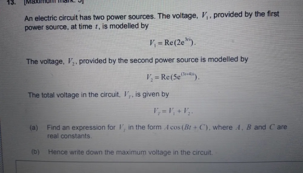 An electric circuit has two power sources. | StudyX