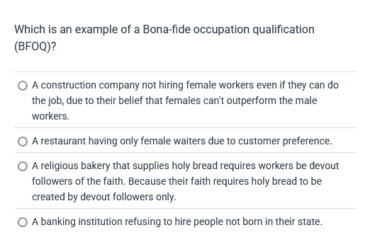 Which is an example of a Bona-fide | StudyX