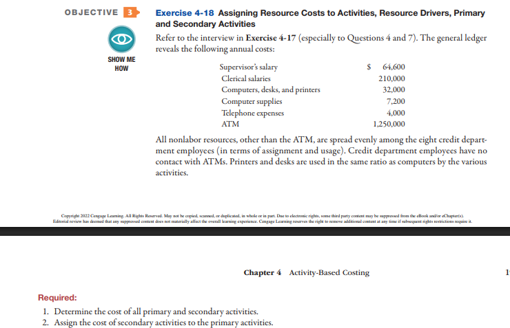 Exercise 4-18 Assigning Resource Costs to | StudyX