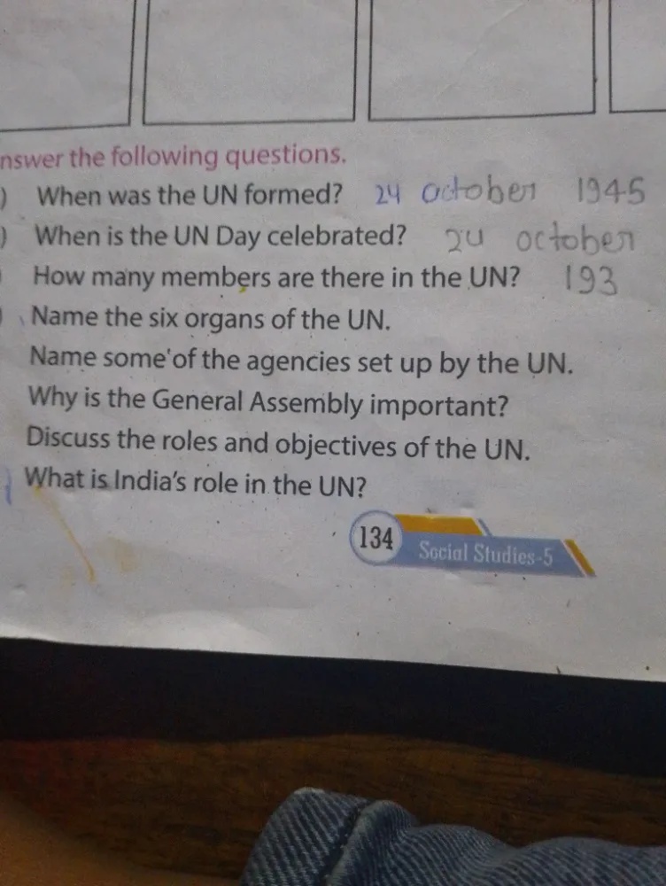 1) When was the UN formed? 24 october 1945 | StudyX