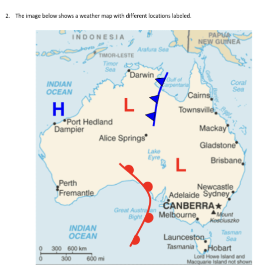2. The image below shows a weather map with | StudyX