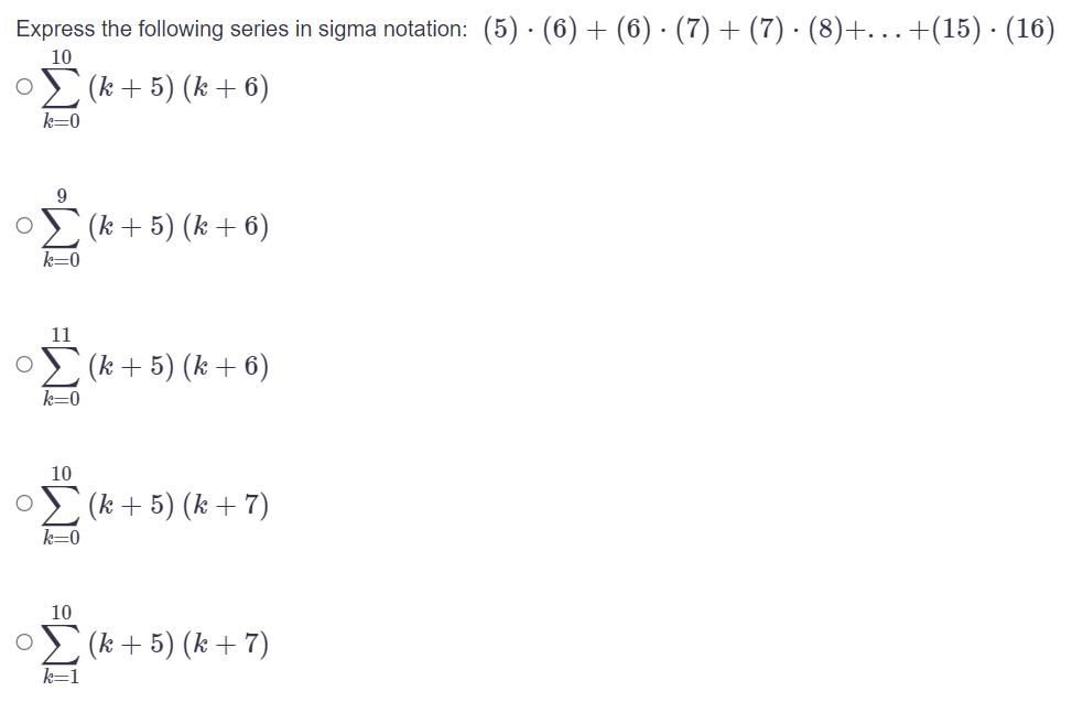 Express the following series in sigma | StudyX