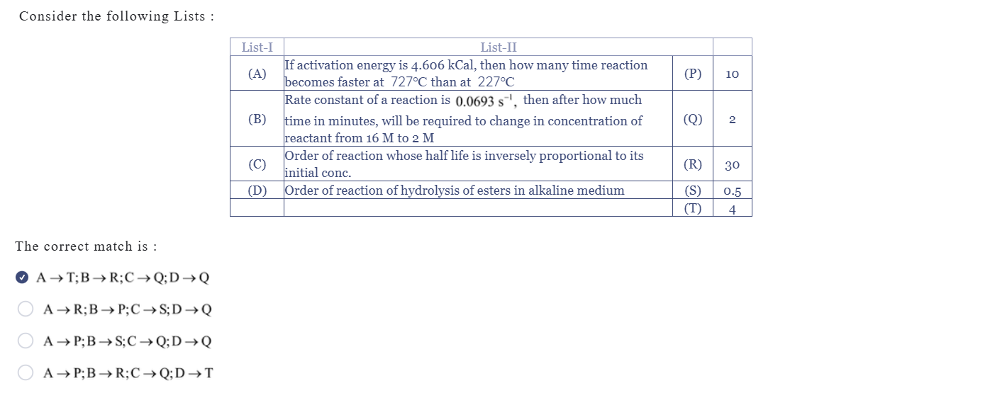 Consider the following Lists: | List-I | | StudyX