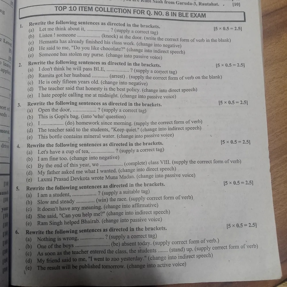 1. Rewrite the following sentences as | StudyX