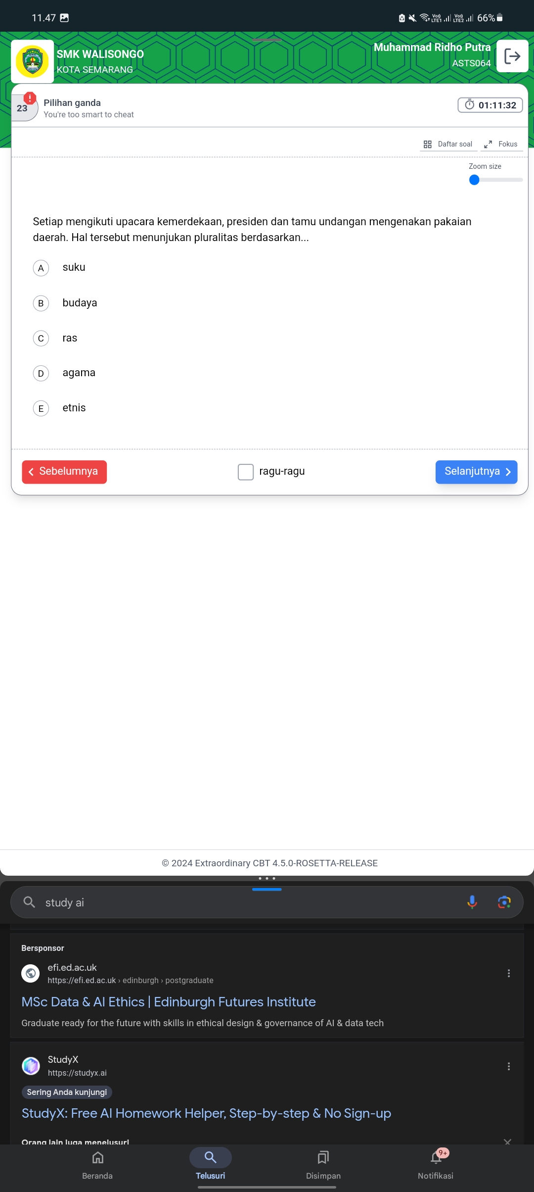 Setiap mengikuti upacara kemerdekaan, | StudyX