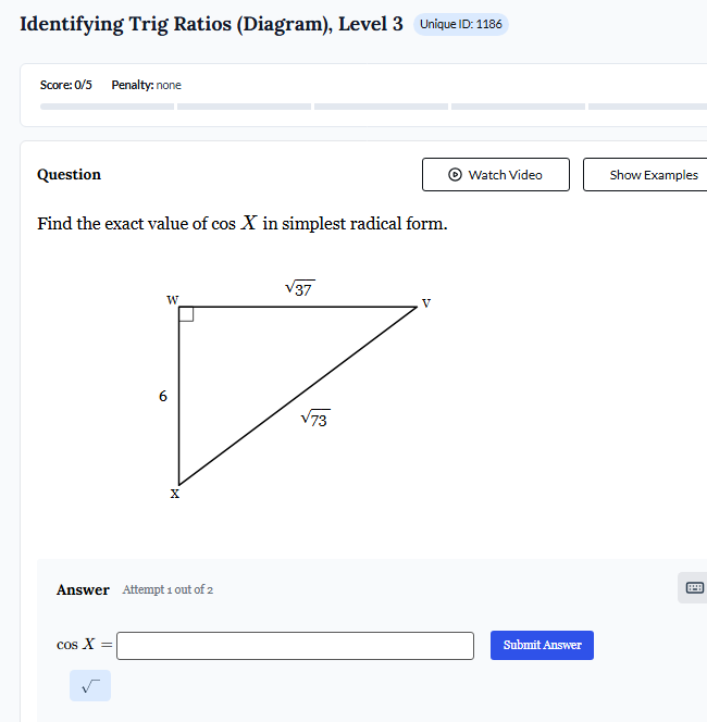 Find the exact value of cos *X* in simplest | StudyX