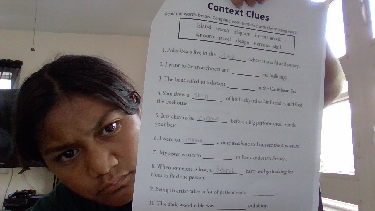 Context Clues Read the words below. Complete | StudyX