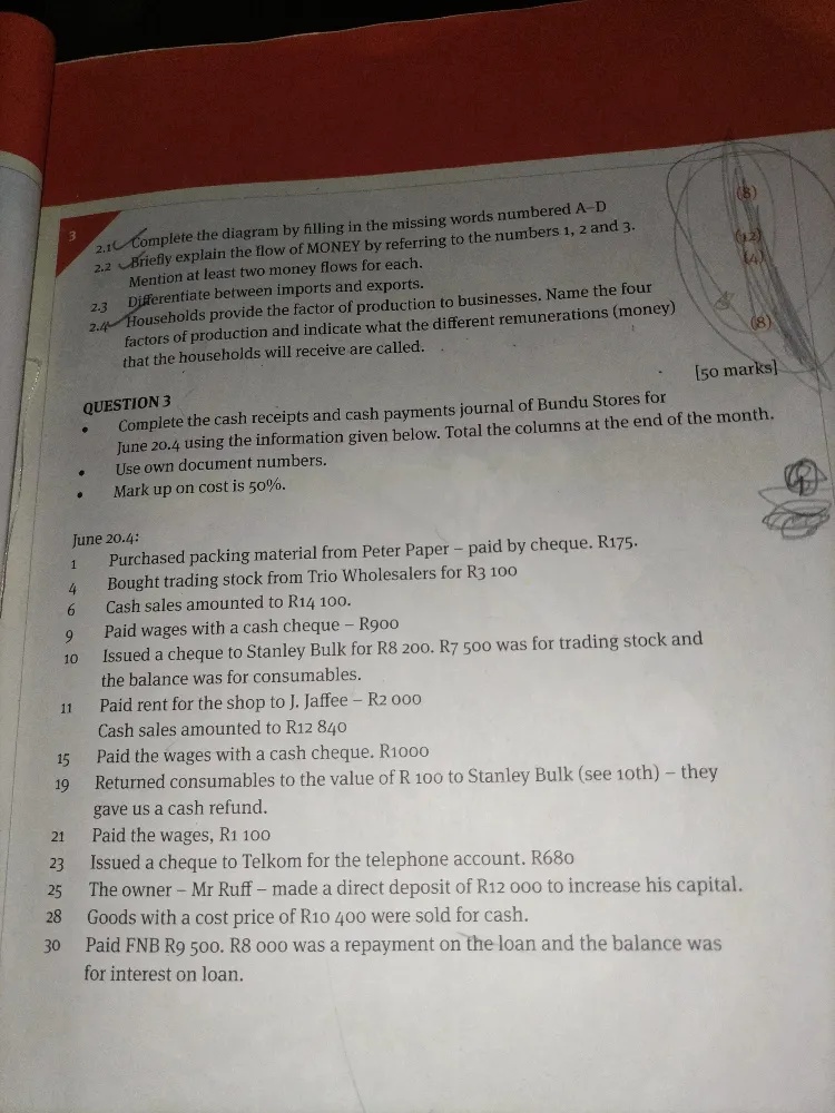 2.1 Complete the diagram by filling in the | StudyX
