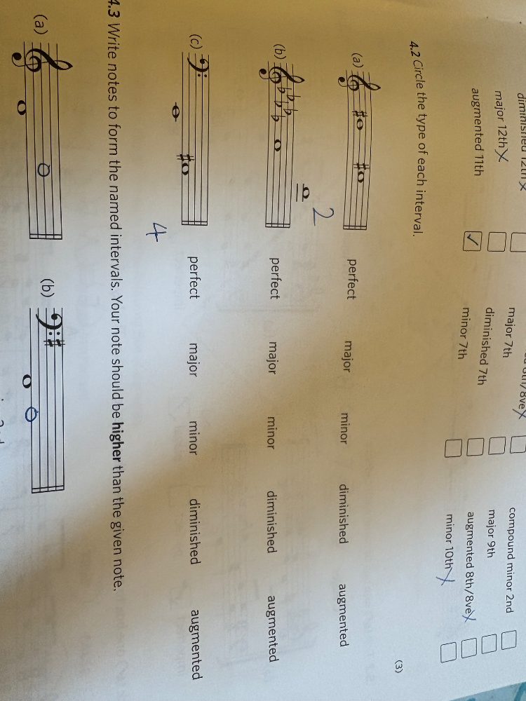 4.2 Circle the type of each interval. major | StudyX