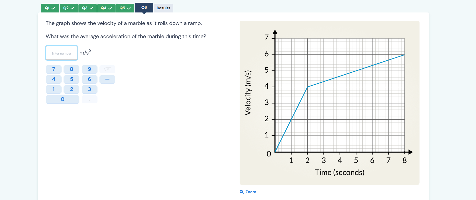 The graph shows the velocity of a marble as | StudyX