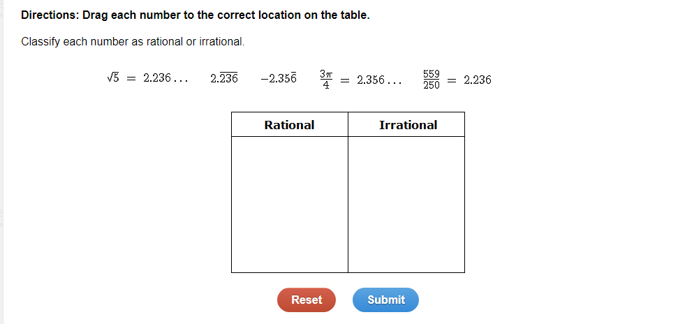 Directions: Drag each number to the correct | StudyX