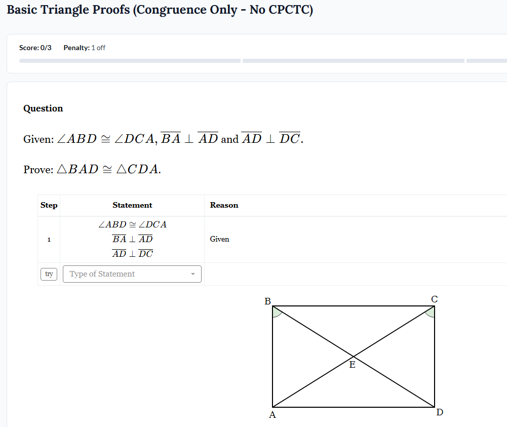 Given: $ ABD DCA$, $ {BA} {AD}$ and | StudyX