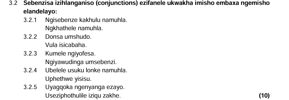 3.2 Sebenzisa izihlanganiso (conjunctions) | StudyX