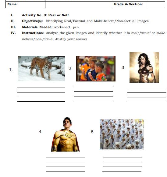 I. Activity No. 3: Real or Not! II. | StudyX