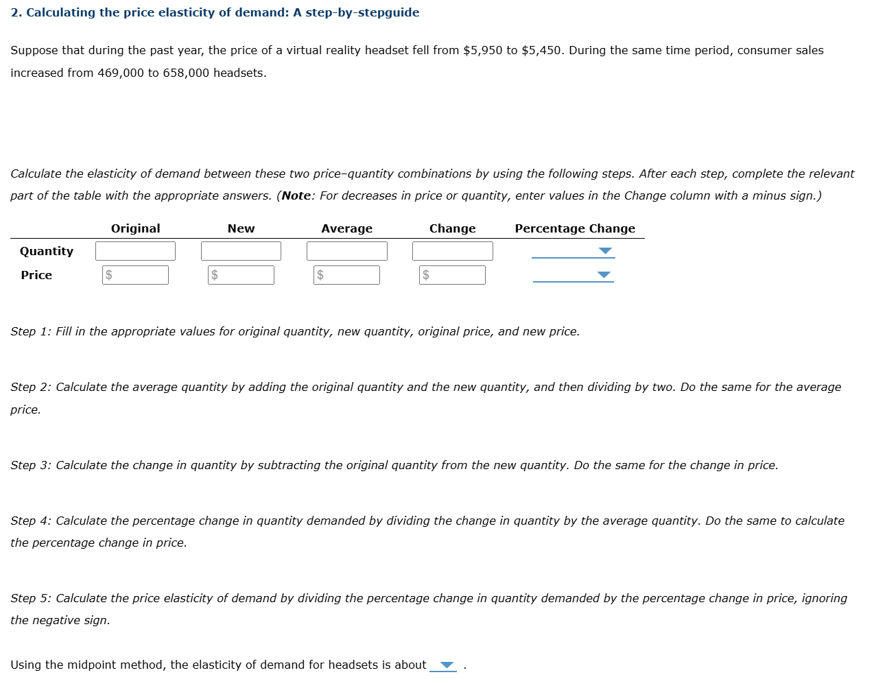 2. Calculating the price elasticity of | StudyX