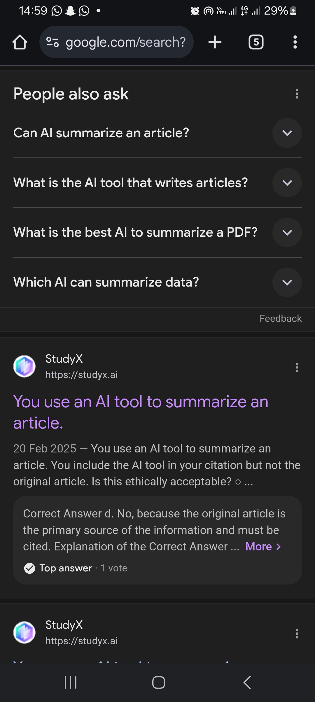 You use an AI tool to summarize an article.