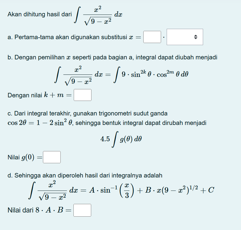 Akan dihitung hasil dari $ {x^2}{ {9 - | StudyX