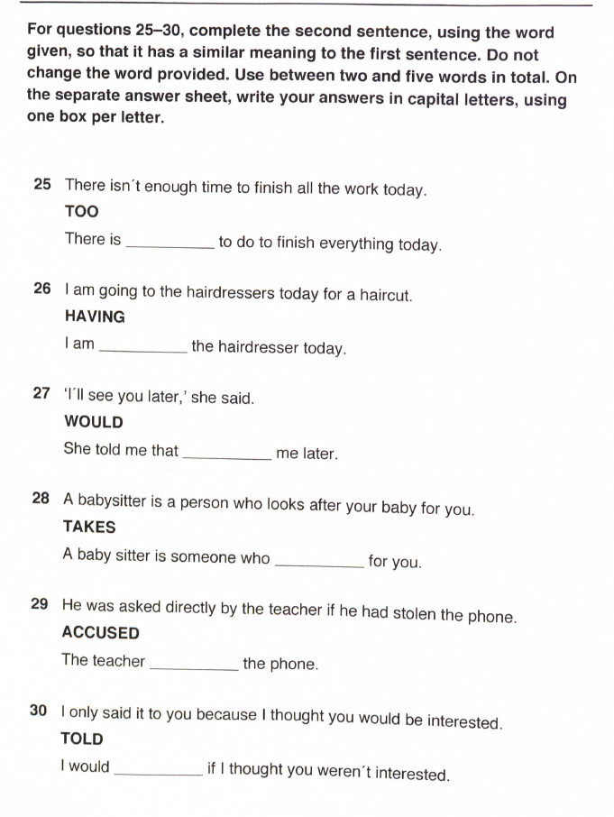 For questions 25-30, complete the second | StudyX