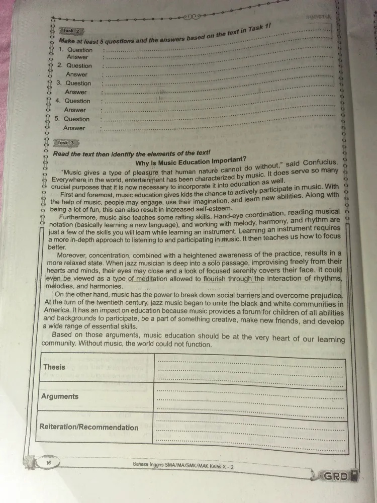 Task 2 Make at least 5 questions and the | StudyX