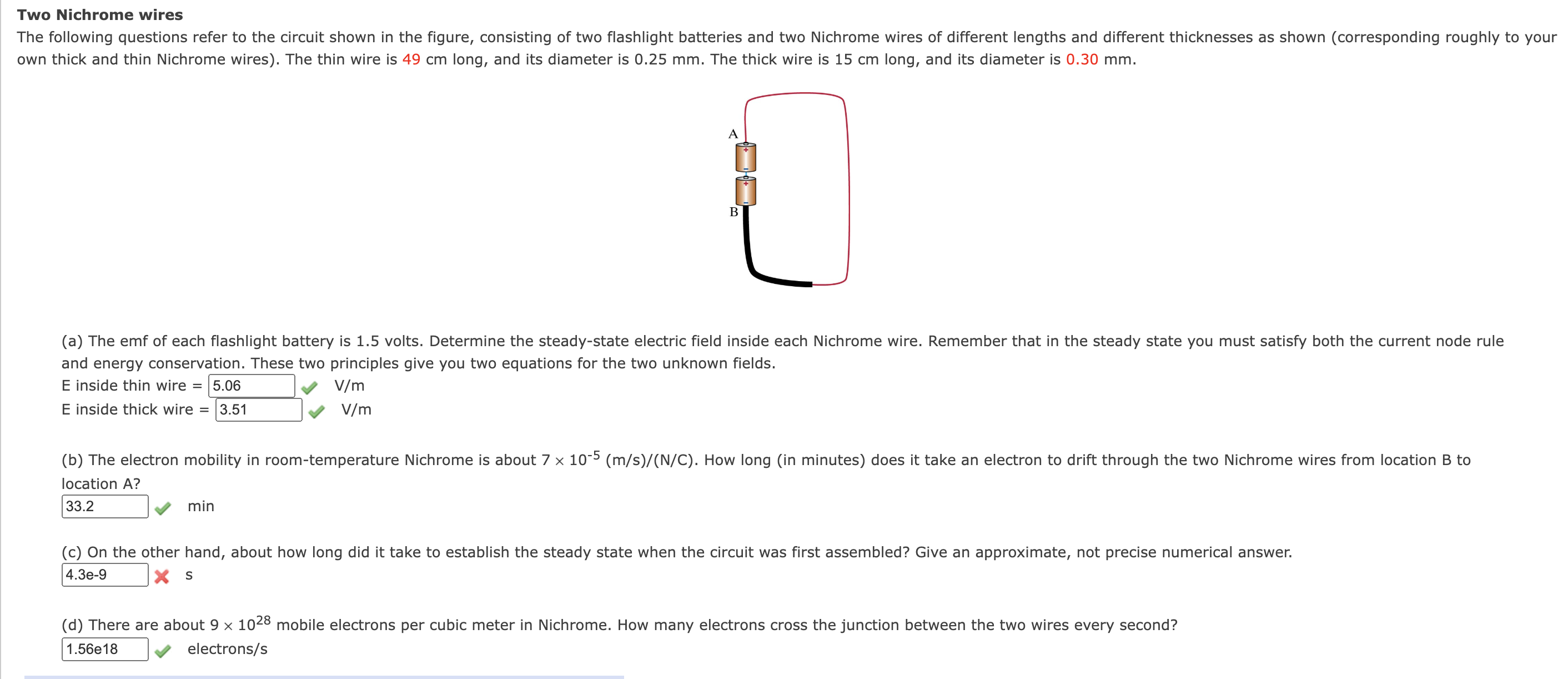 Two Nichrome wires The following questions